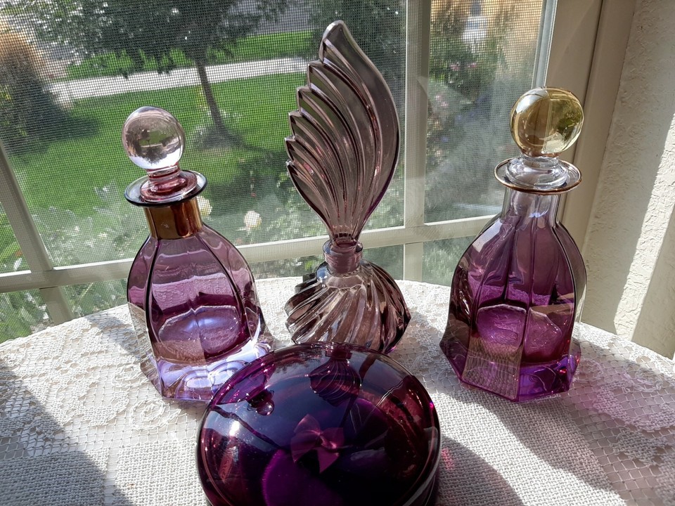 Vintage Purple Plum Perfume Vanity Set GORGEOUS BEAUTY, SPARKLING ...
