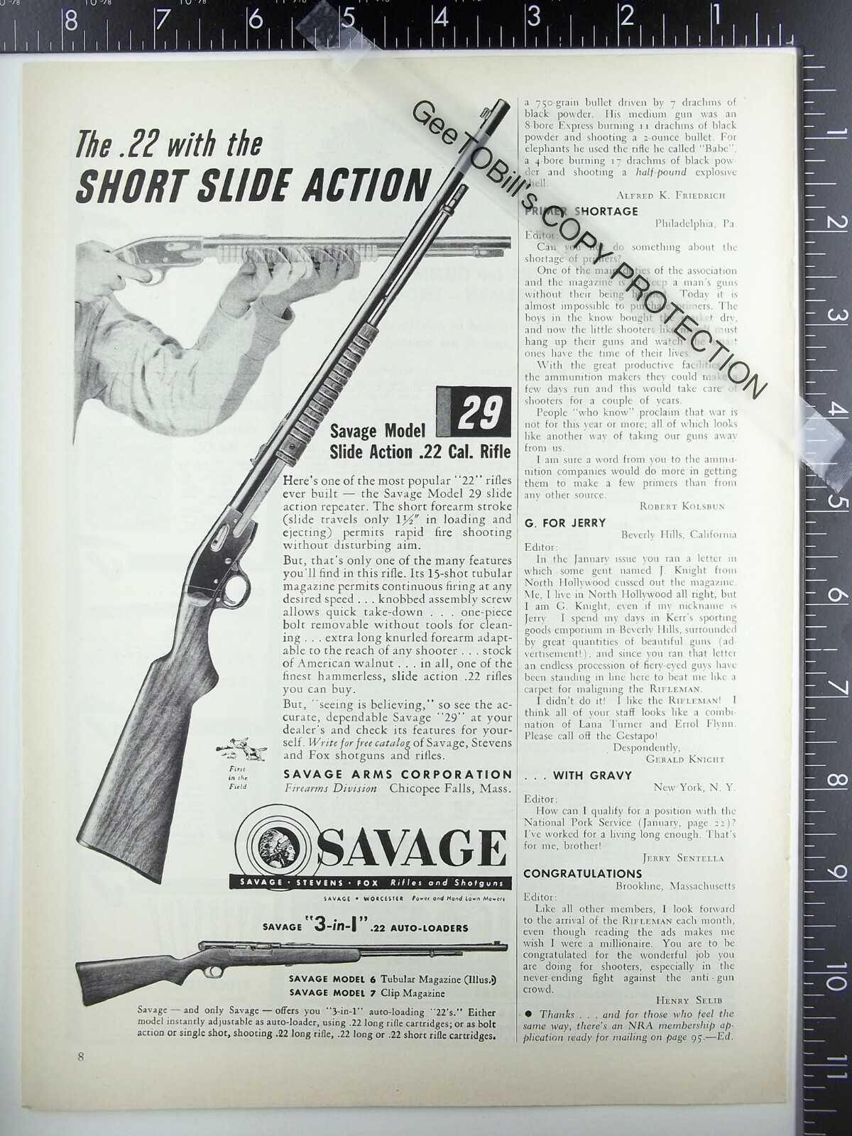 1952 Savage Model 6 7 29 .22 rifle advertisement l21 | eBay
