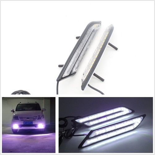 2 Pcs 12V Blade Shape HID White LED Vehicle Daytime Running Light Fog ...