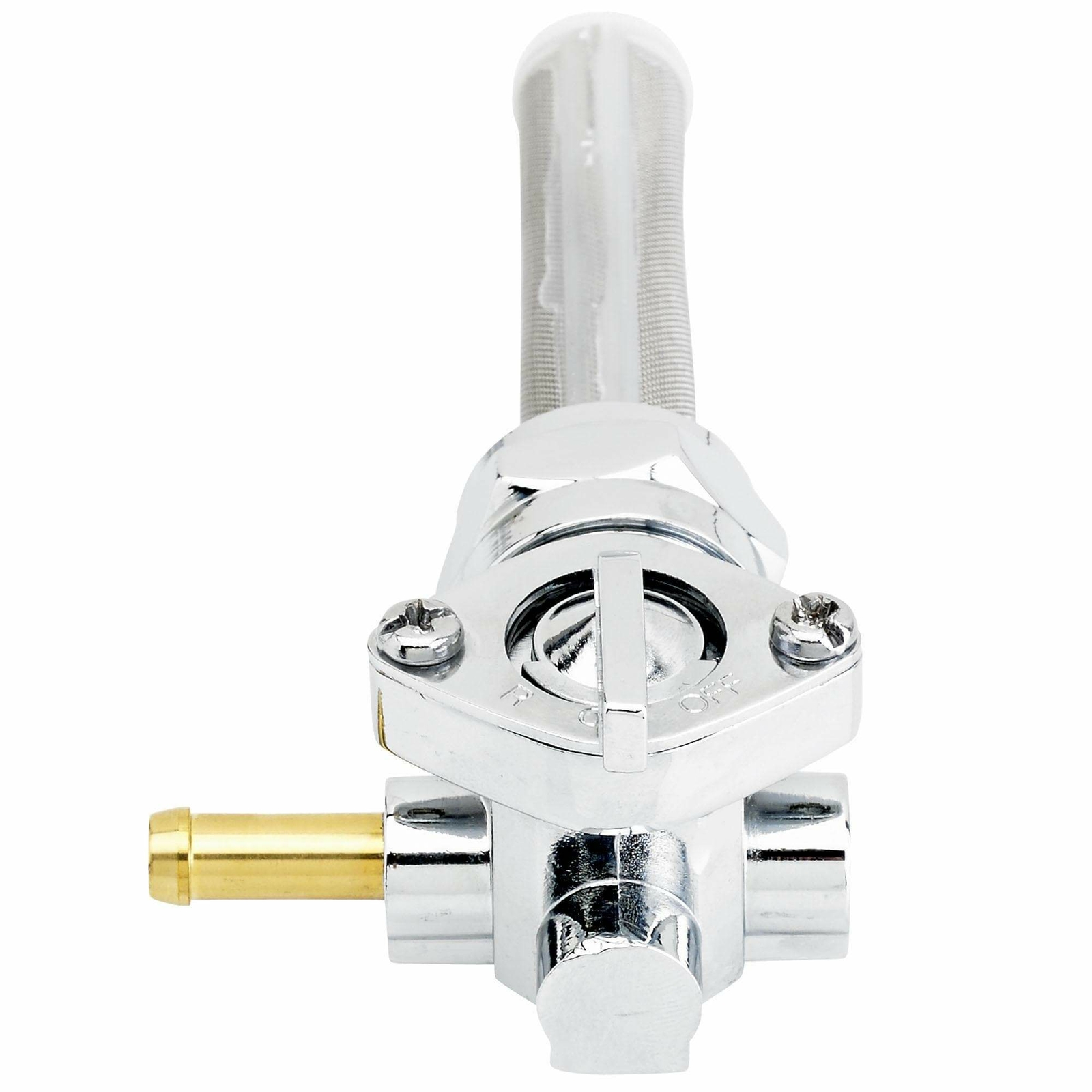 Chrome 22mm Petcock Fuel Valve Harley Style Left Hand Outlet FX FLST XL ...