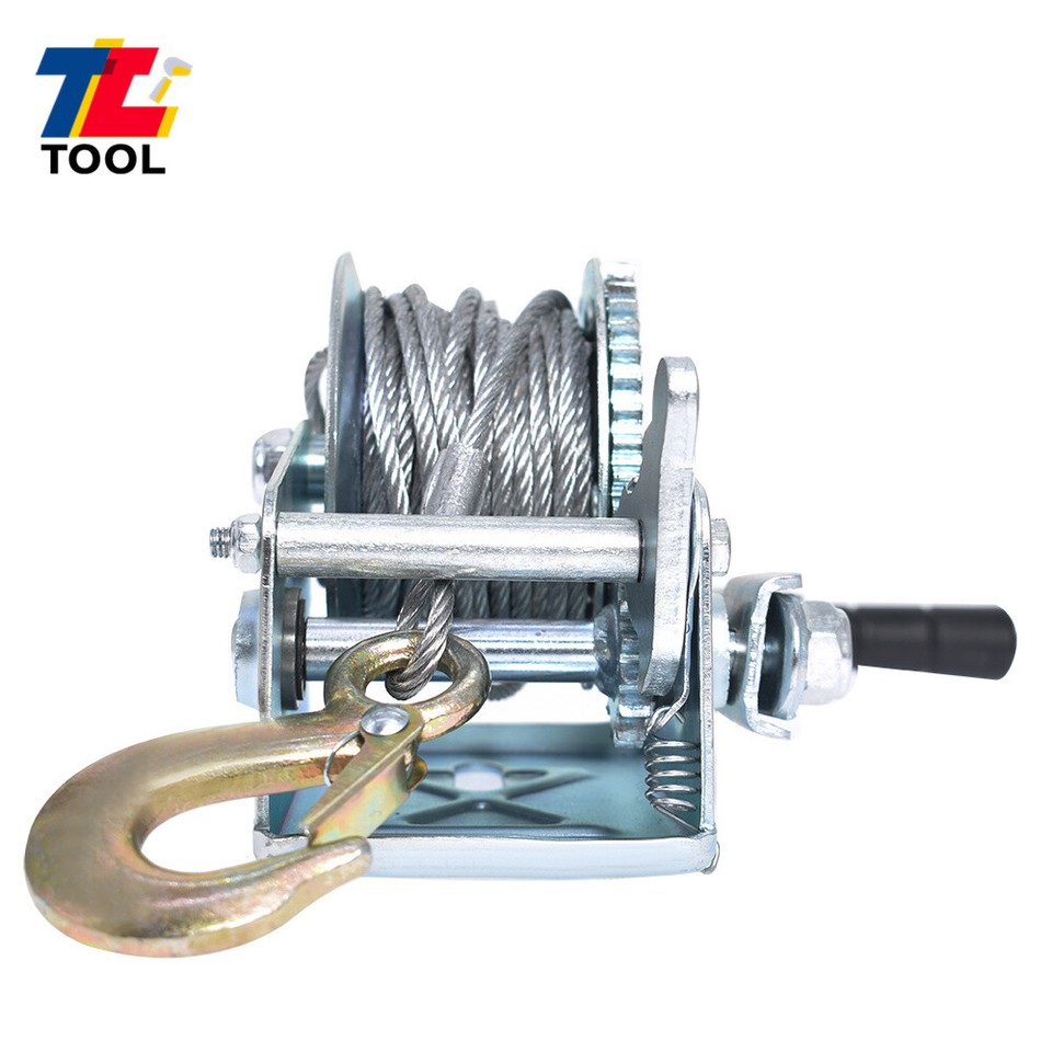 600Lbs Heavy Duty Steel Hand Winch Cable Crank Gear Winch ATV Boat ...