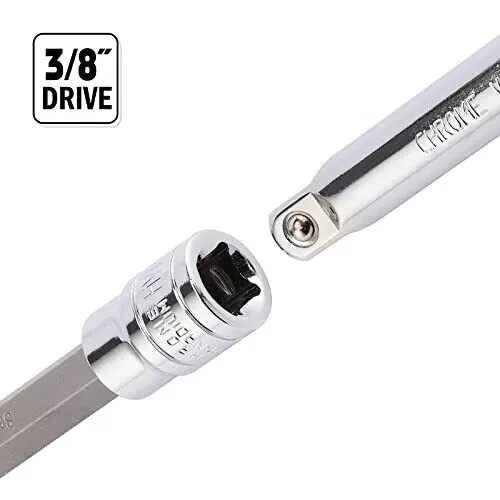 3/8" Drive Extra Long Allen Hex Bit Socket Set S2&crv Sae 10 Pieces 1/ ...