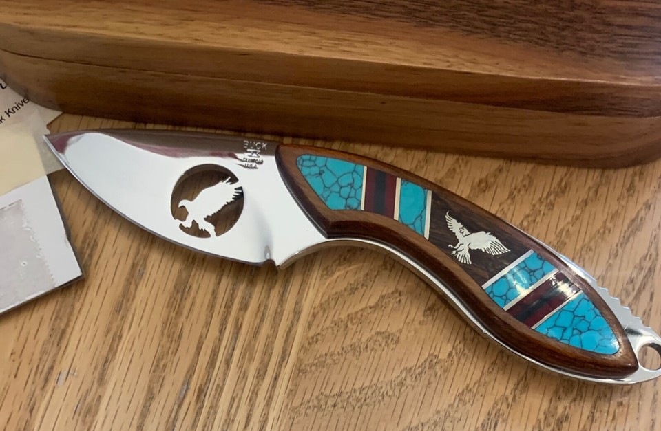 BUCK DAVID YELLOWHORSE 196 MINI ALPHA HUNTER KNIFE NEVER USED IN BOX F ...
