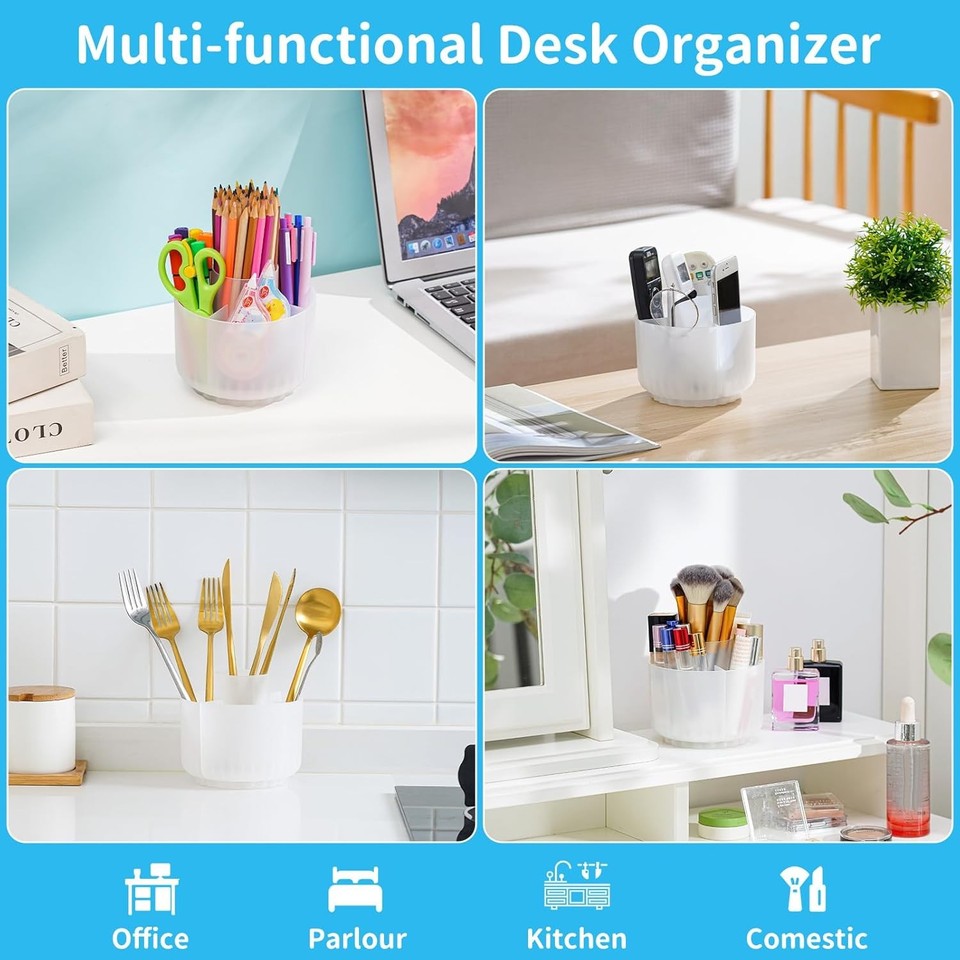 Marbrasse Desk Organizer, 360-Degree Rotating Pen Pencil Holder ...