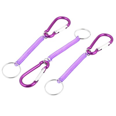 3pcs Purple Plastic Stretchy Spring Coiled Coil Cord Keychain Key Chain ...