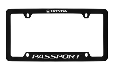 Passport wordmark with honda logo black coated zinc metal license plate ...