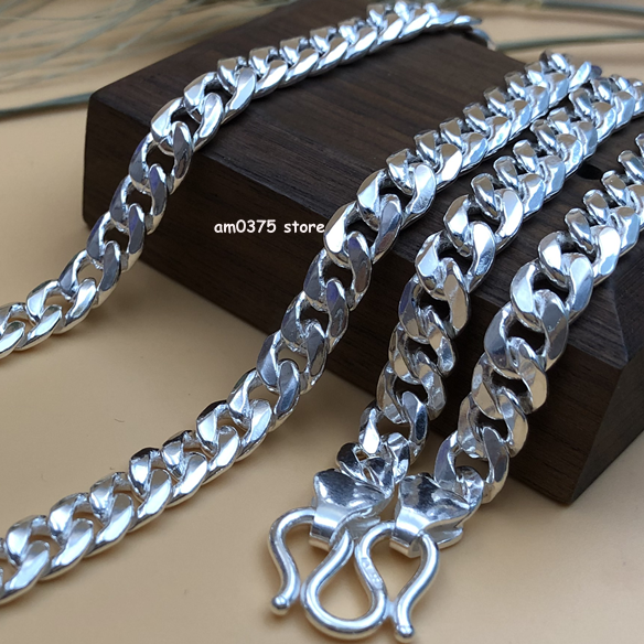 Pure 999 Fine Silver Chain For Women Men 4.3mm Curb Link Cuban Necklace ...