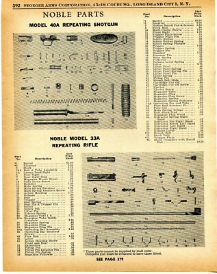 1957 Print Ad of Noble Model 40A Shotgun & 33A Repeating Rifle Parts ...