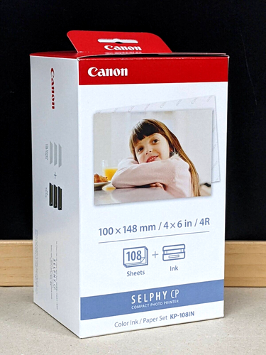 Canon KP-108IN SELPHY Photo Printer 108 Sheets of 4" x 6" Paper + 3 ...