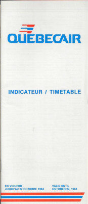 Quebecair system timetable 10/27/84 [0011] Buy 4+ save 25% | eBay