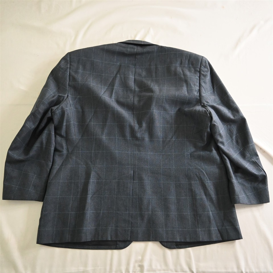 Joseph Feiss 46S Blue Windowpane Silk Wool Mens Blazer Jacket Sport ...