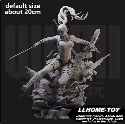 Anime Lady Deadpool Fight Resin 3D Print GK Figure DIY Model Unpainted ...