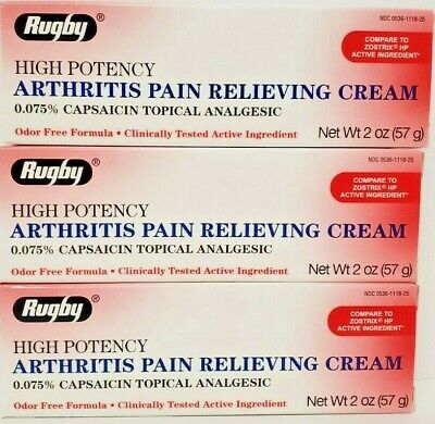 Capsaicin 0.075% Cream High Potency Arthritis Relief 2oz -3 Pack -Exp ...
