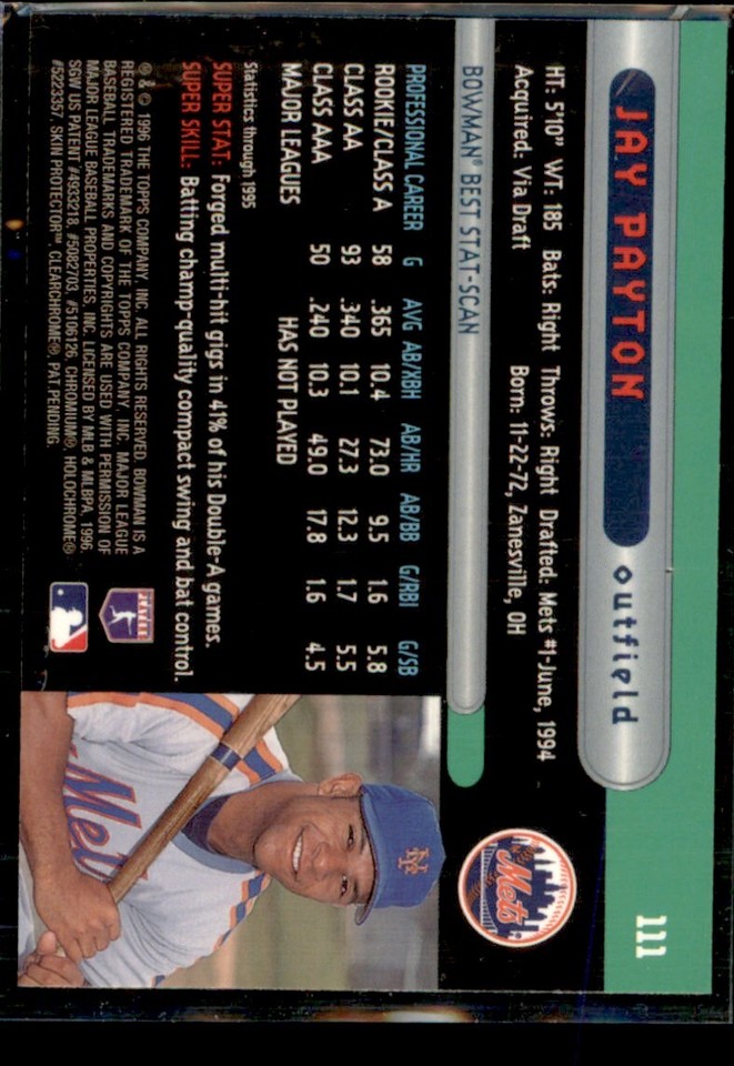 1996 BOWMAN'S BEST JAY PAYTON NEW YORK METS #111 | eBay