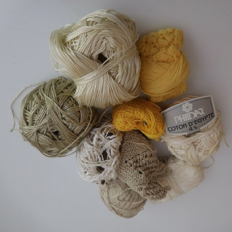 Phildar Cotton Yarn Spools Knitting Sewing Egypt White Yellow Beige ...