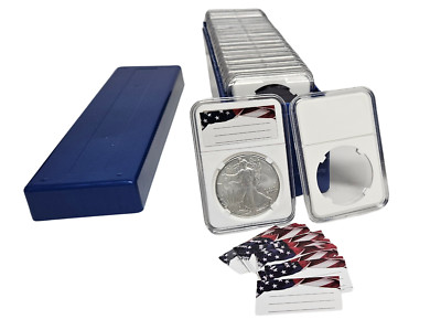 20-Pack 40mm Coin Slab Holder & Blue Case for American Silver Eagle ...