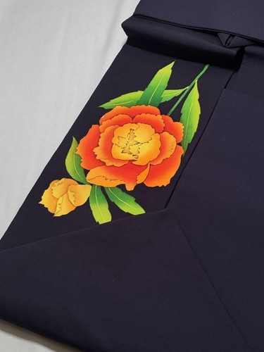 Kimono Obi Shiose Taiko Pattern Peony Navy Bellflower Color Blue ...
