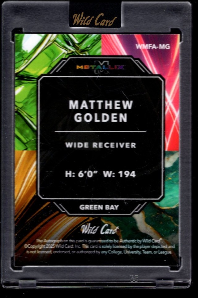 2025 WILD CARD METALLIX MATTHEW GOLDEN RC AUTO AUTOGRAPH 1/1 PACKERS | eBay