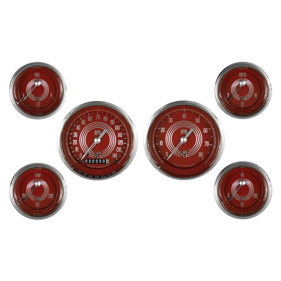 Classic Instruments Gauge Set V8RS51SLC; V8 Red Steelie | eBay