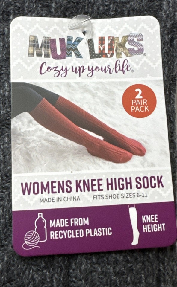 Muk Luk Women’s 2 Pairs KNEE HIGH Socks size 6-11 Black/Grey | eBay