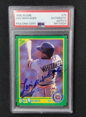 1990 Score Lou Whitaker #75 PSA DNA Cert Authentic Autograph AUTO 8 | eBay