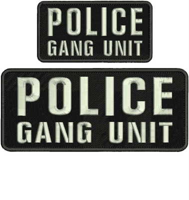 police gang unit embroidery patch 4z10 and 3x6 hook on back silver ...