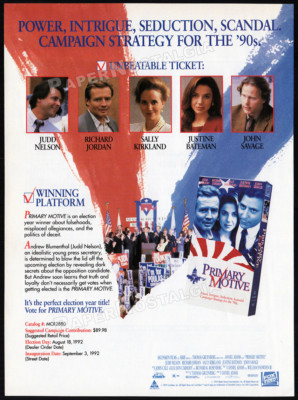 PRIMARY MOTIVE__Orig. 1992 Trade print AD / promo__JUDD NELSON__JUSTINE BATEMAN | eBay