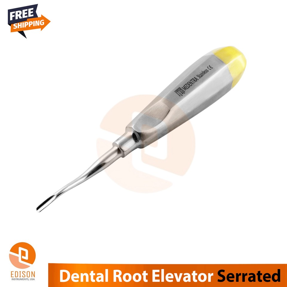Dental Tooth Extracting Elevators #77R Serrated Oral Surgery Half Gold ...
