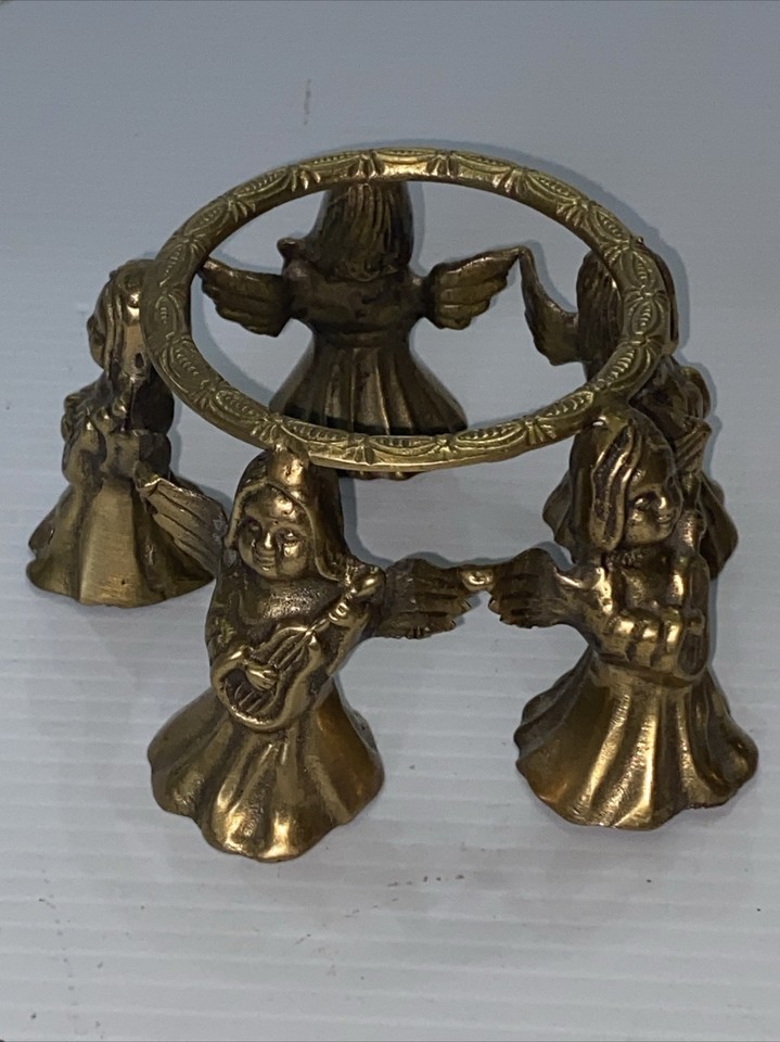 Vintage Solid Brass Angels Cherubs Sphere, Egg, Orb, Ball, Sphere Stand ...