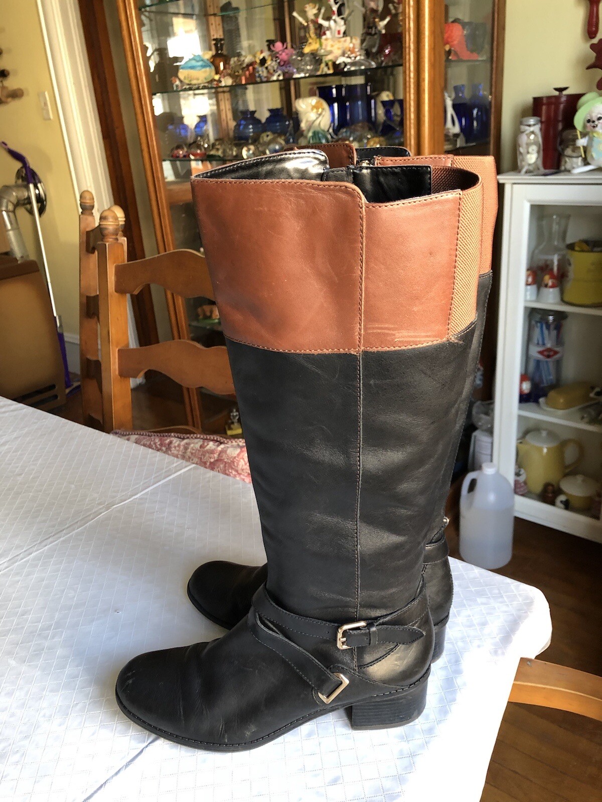 BANDOLINO TWO TONE LADIES LEATHER RIDING BOOTS SIZE 7… - Gem