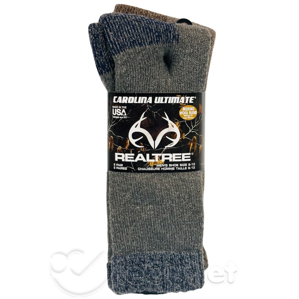 Carolina Ultimate REALTREE Merino Wool Blend Hunting Crew Sock Sz 9-13 ...