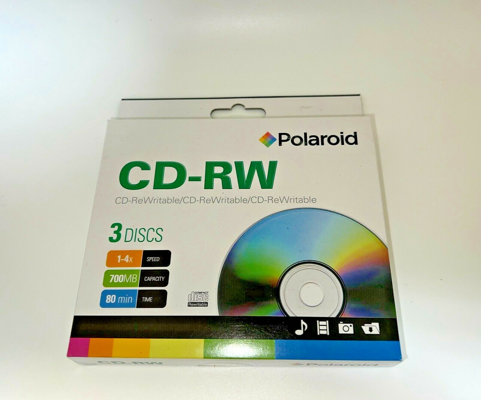 SALE! 3 PCS POLAROID CD-RW DISC 4X 700MB 80MIN WITH SLIM JEWEL CASE ...