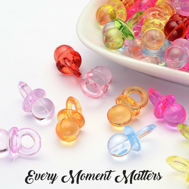 50 x ACRYLIC BABY DUMMY PACIFIER 3D BLUE PINK CLEAR MIXED COLOURS ...
