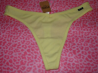 Victoria's Secret PINK Sexy Thong String V-Cut LOGO Yellow Tulip ...