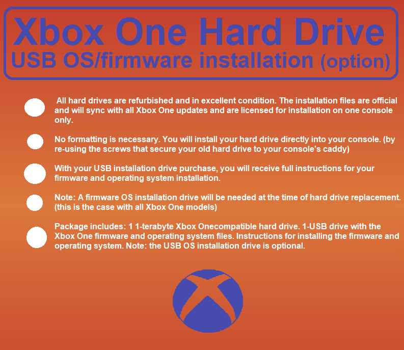 Xbox One Internal 1TB Hard Drive Xbox One X, S & Original 1540 USB OS ...