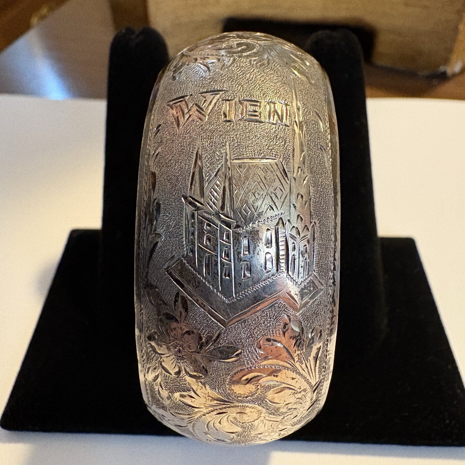 Antique Vienna Austria 900 Silver Cuff Bracelet – Eng… - Gem
