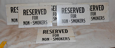 6 "RESERVED FOR NON SMOKERS" SIGN/ SIGNS BLACK ON WHITE ALUM DOUBLE ...