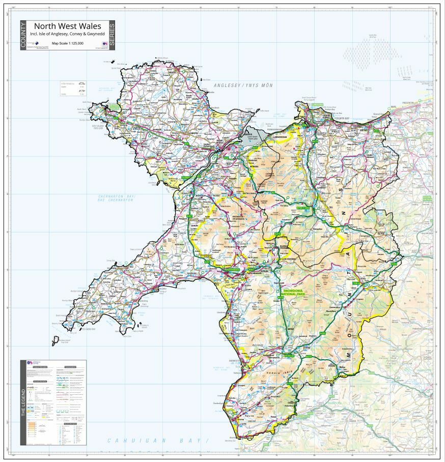 North West Wales County Wall Map - 1:125,000 Wall Map. Ordnance Survey ...