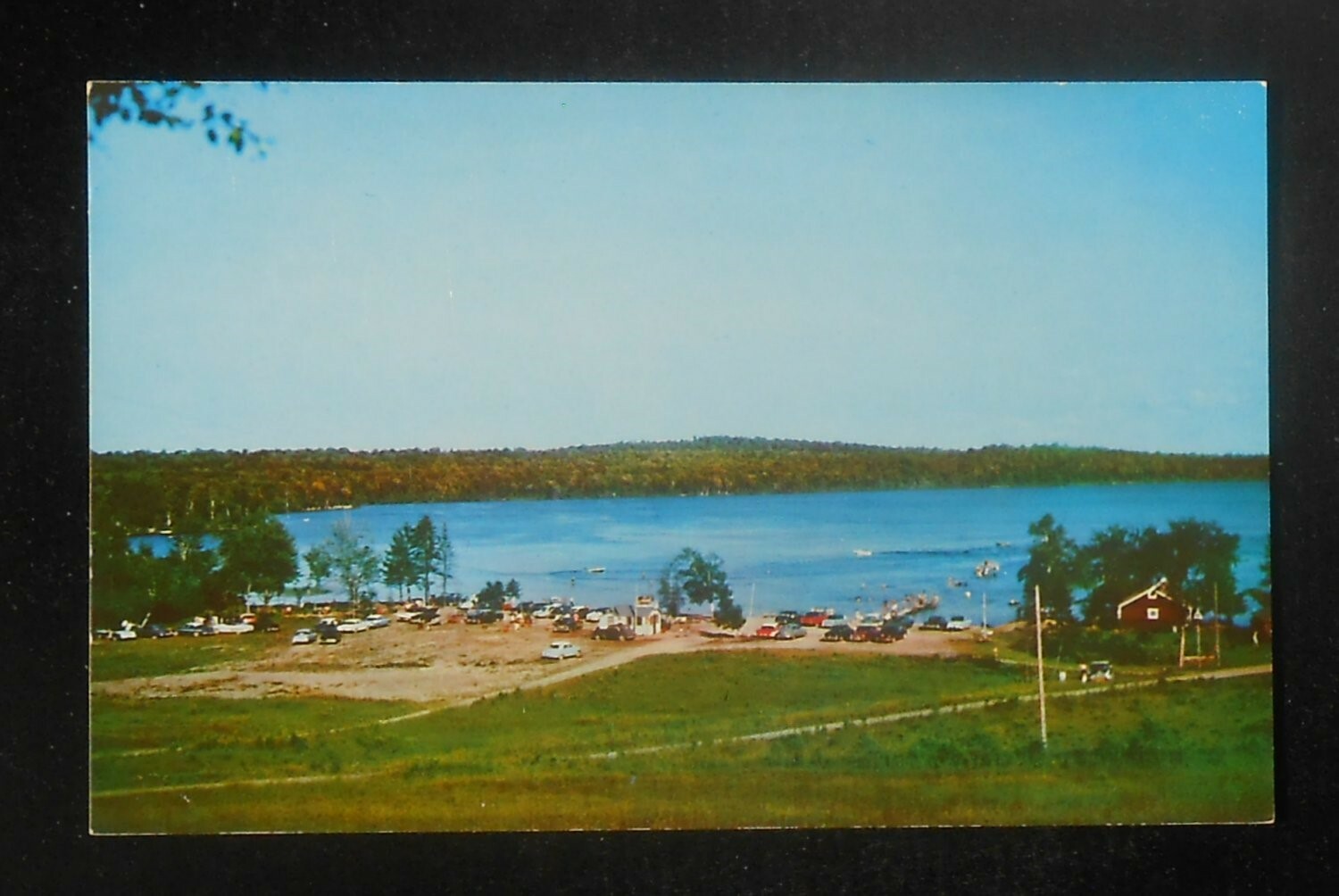 1950s Deering Lake on Route 1 Old Cars Dock Boats Weston ME Aroostook ...