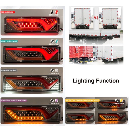2x Truck Tail Brake LED Sequential Flowing LED Turn Signal Trailer ...