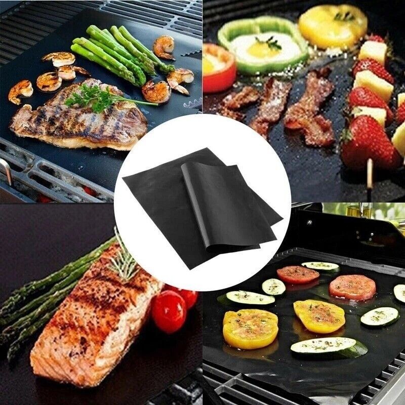 10 PCS BBQ Grill Mat Bake Non Stick Grilling Mats Barbecue Pad ...