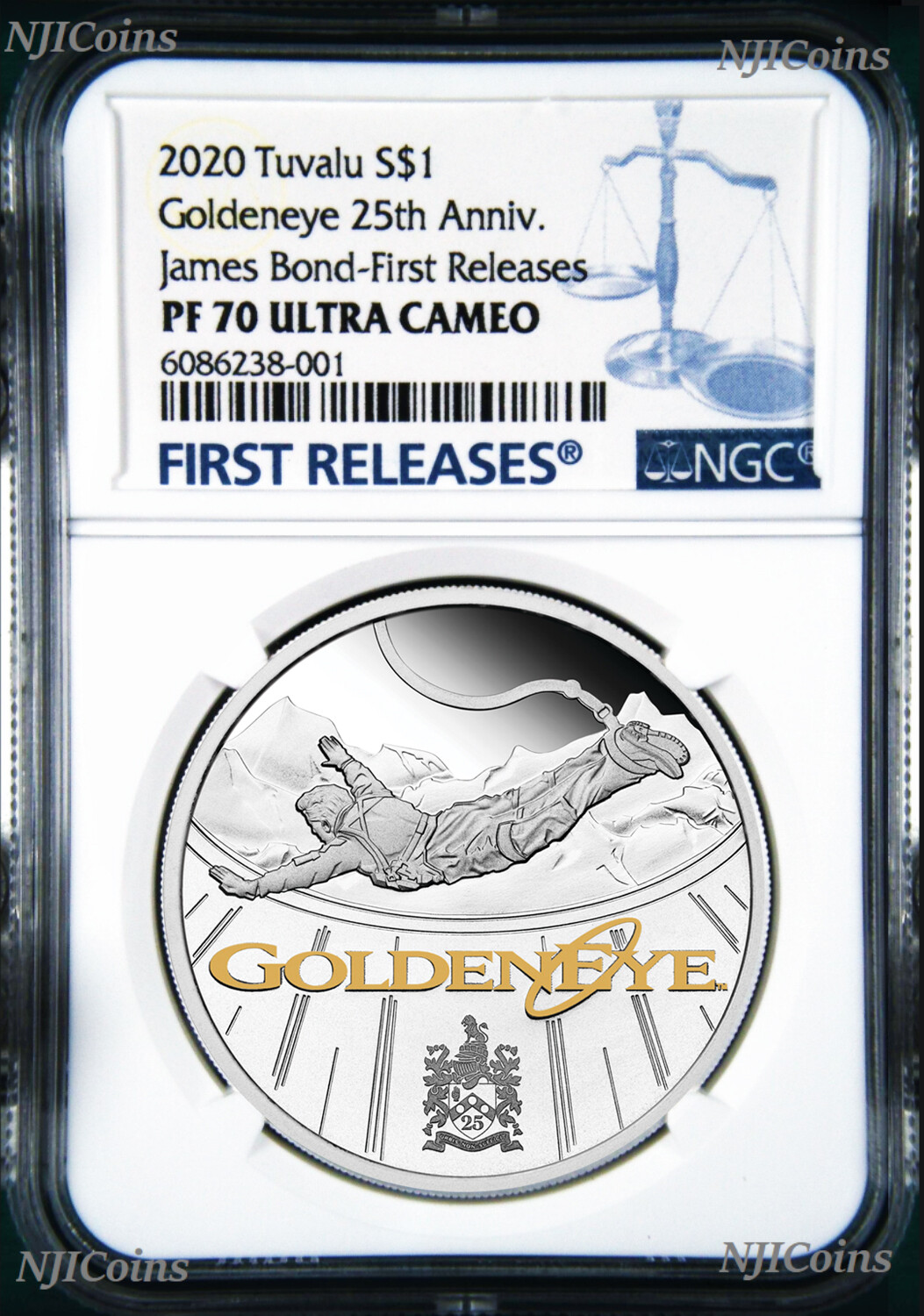 2020 James Bond 007 Goldeneye .9999 SILVER PROOF $1 1oz COIN NGC PF70 ...