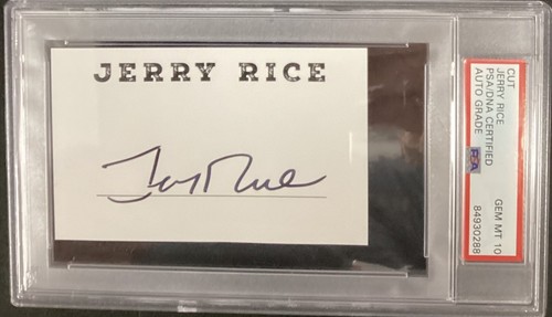 Jerry Rice Signed Index Card Cut Football HOF Autograph 49ers PSA/DNA ...