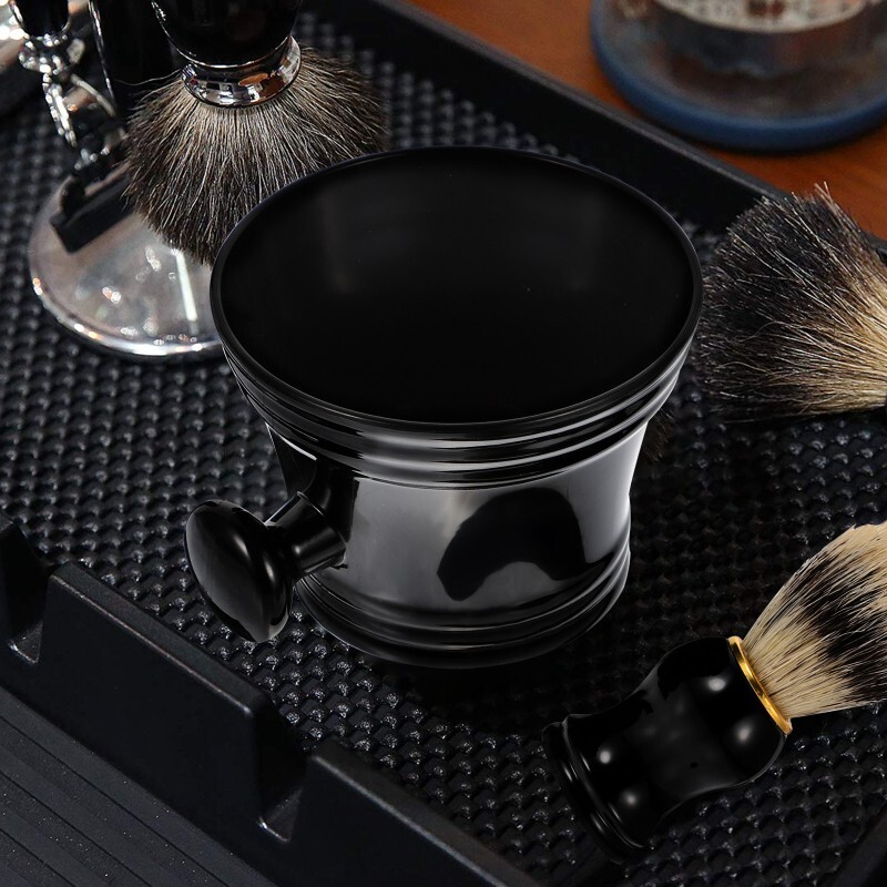 WHITE BLACK Shaving Soap Bowl /Mug With Handle unbreakable plastic ...