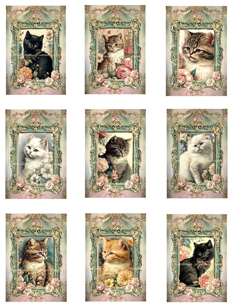 Vintage Cats B MULTI-SIZE Cotton Fabric Quilt Blocks Reproduction | eBay