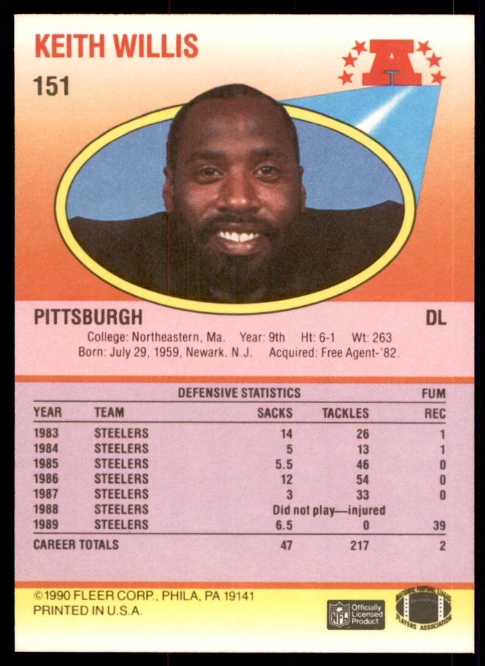 1990 Fleer #151 Keith Willis | eBay