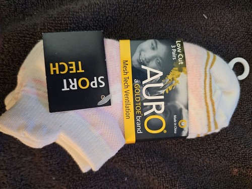 Auro Low cut Socks Girls Shoe 3 Pack White Pink Size Medium | eBay