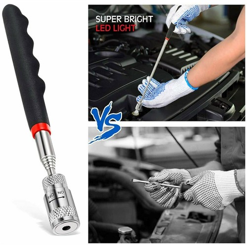 4 Magnetic Telescoping Pickup Rod Tool LED Light Grabber Stick ...