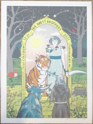 2021 The Avett Brothers - NYE Greensboro Concert Poster by Kat Lamp ...