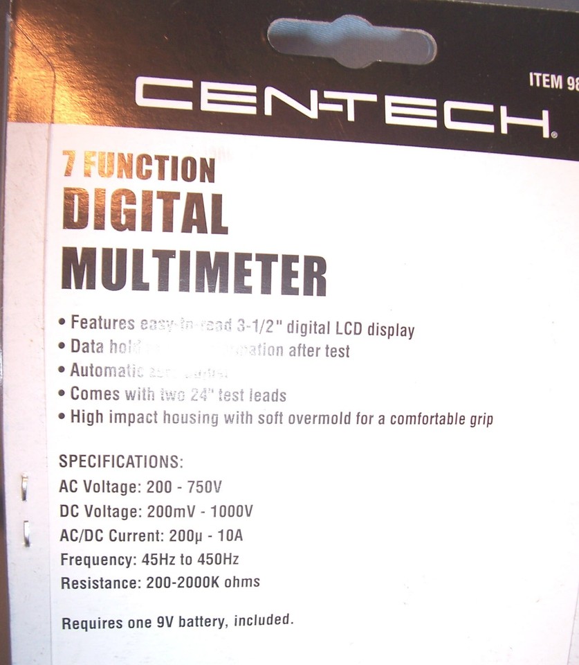 NEW Harbor Freight CEN-TECH 7 Function Digital MULTIMETER Electrical ...